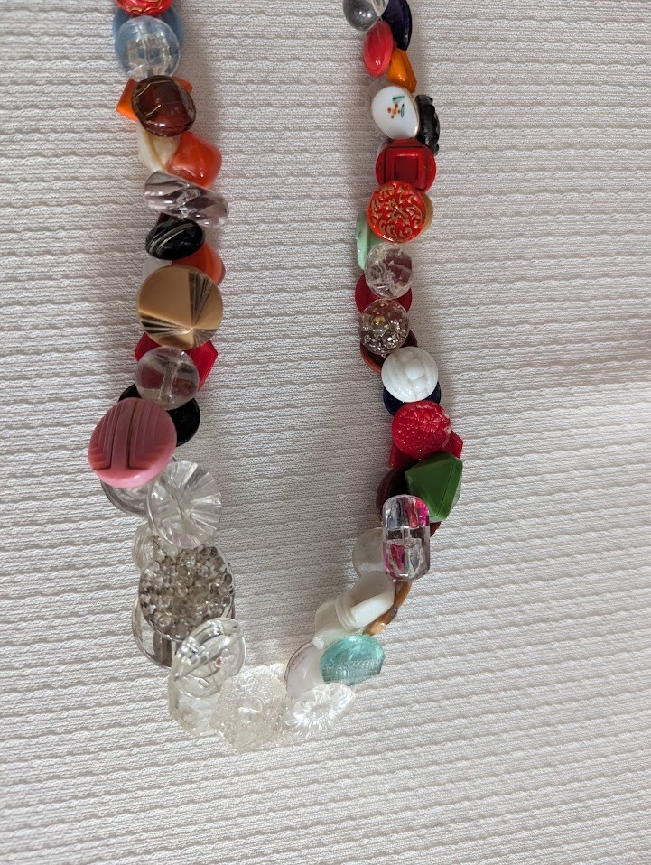 Handmade 28" Necklace Vintage Glass Shank Buttons 140 Graduated Sinew ...