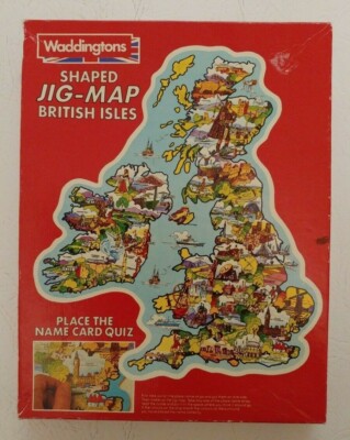 Vintage Waddingtons Jig-Map Jigsaw Puzzle UK+Ireland, NameQuiz, 561A ...