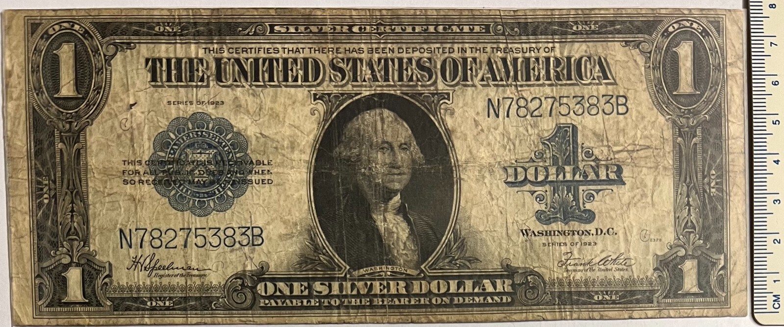 1923 $1 SILVER CERTIFICATE NOTE BIG DOLLAR BILL HORSE BLANKET LARGE ...