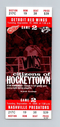 Detroit Red Wings Nashville Predators Joe Louis Arena Season Ticket ...