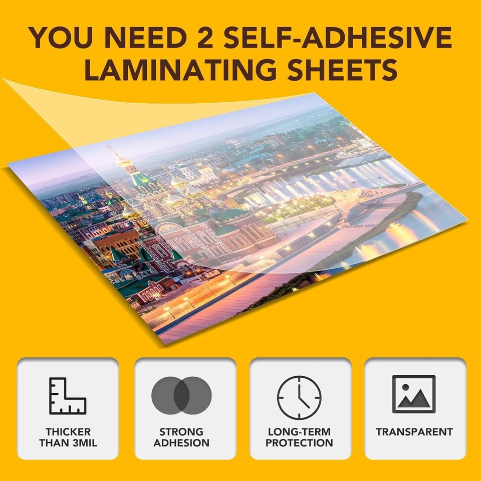 25 Pack Self Adhesive Laminating Sheets, 9 X 12 Inch, Clear Sticker ...