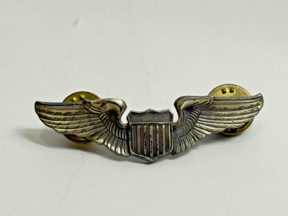 Vintage WWII US Army Air Corps Pilot Wing S-21 Sterling Silver Pin 2 ...