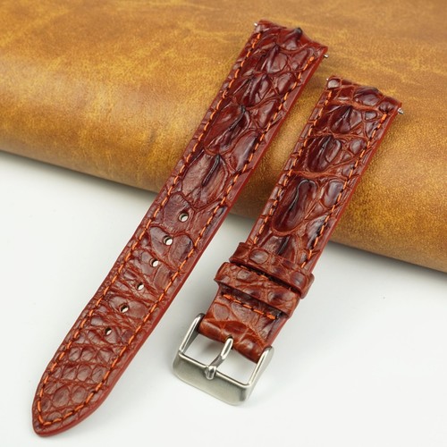 Brown Leather Watch Strap Men Real Crocodile Hornback Watch Band Quick ...