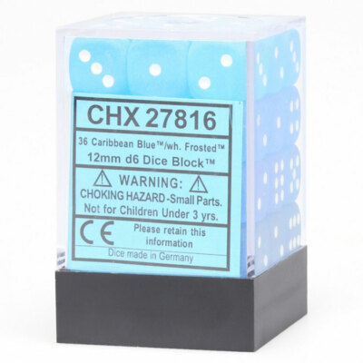 CHX27816 Chessex Frosted:12mm D6 Caribbean Blue/White Block (36) | eBay