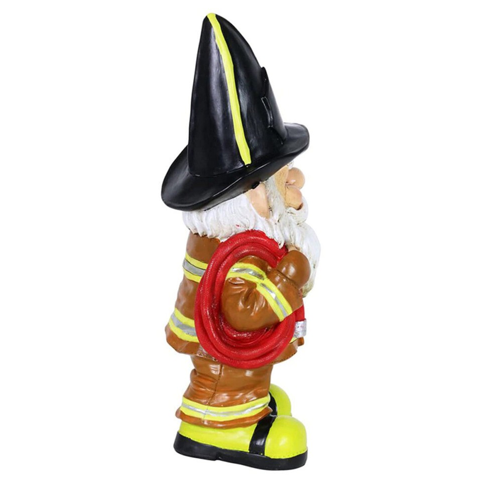 Fireman Gnome Statue Resin Gnome Garden Ornament Small Dwarf Sculpture ...