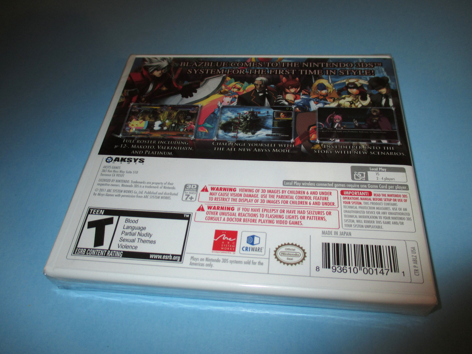 BlazBlue: Continuum Shift II 2 Nintendo 3DS XL 2DS NEW Sealed!