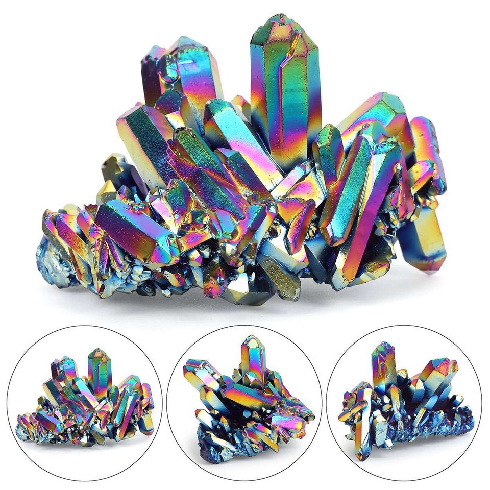 Natural Quartz Crystal Rainbow Titanium Cluster Mineral Specimen Stone ...