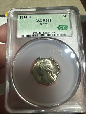 1944-D Jefferson Nickel ~ CAC SLAB ~ MS64 ~ Silver War Time Nickel | eBay