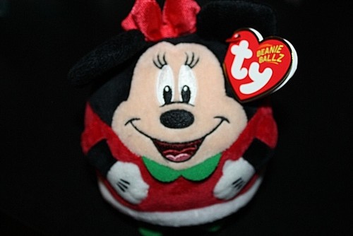 New Ty Disney Minnie Mouse Plush Beanie Ballz NWT Ball Holiday ...