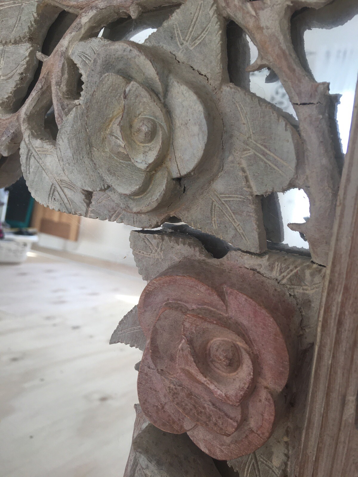 Beautiful Hand Carved Roses Floral Flower Rectangle Mirror Unique ...