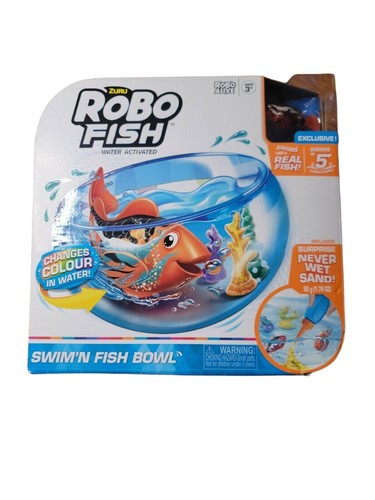 Zuru Robo Fish Water Activated Swim'n Fish Bowl Color Changing Swimming ...