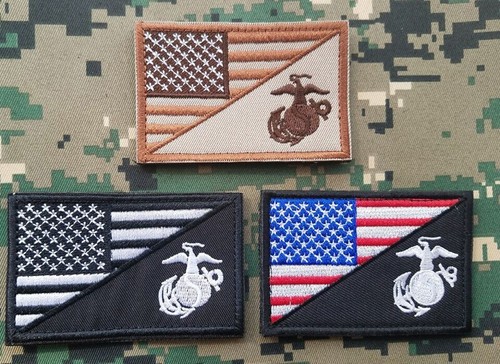 3PCS AMERICAN USA FLAG MARINE CORPS USMC USA US FLAG EMBROIDERED HOOK ...