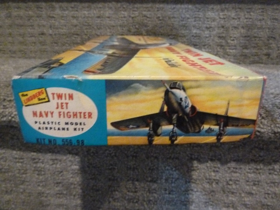 The Lindberg Line Twin Jet Navy Fighter airplane model kit 556-98 BRAND ...