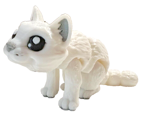 Mini Glint Eye Cat White Articulated Animal 3D Printed | eBay