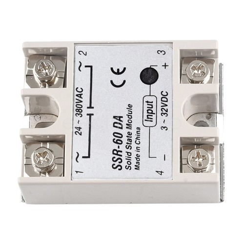 SSR-60DA Solid State Relay Single Phase Relay Input 3-32V DC Output 24 ...