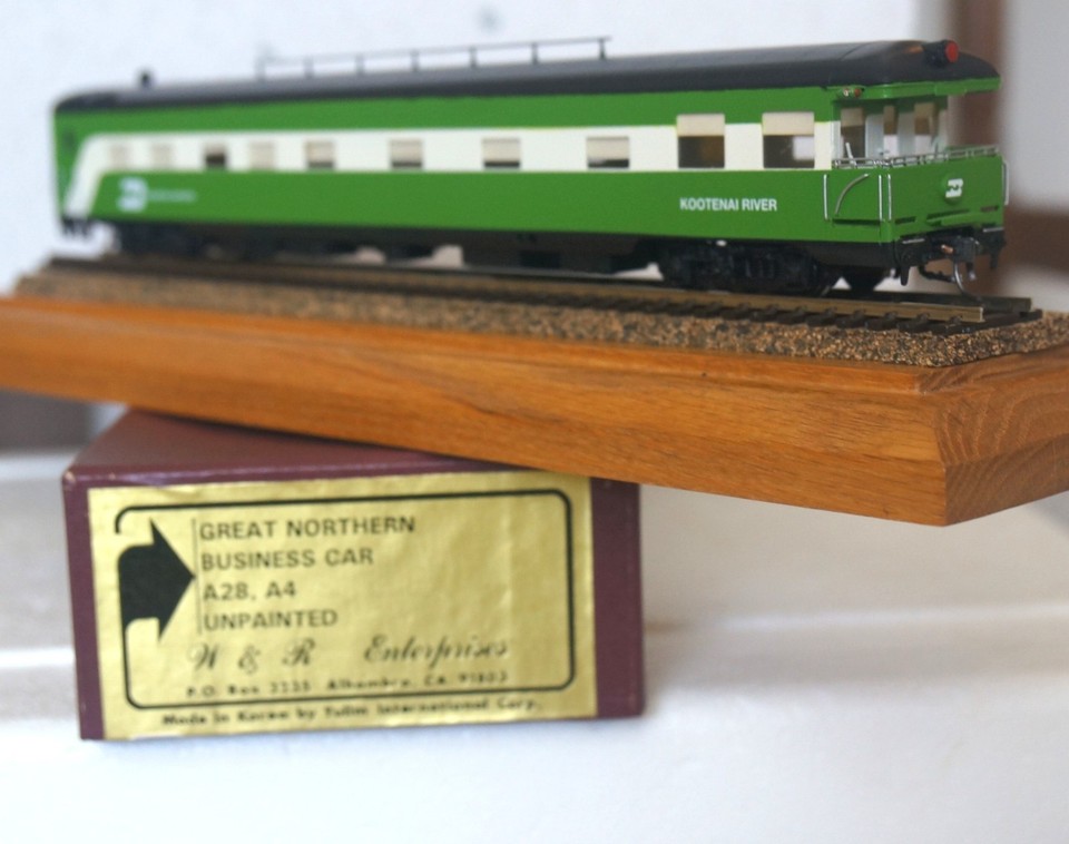 W & R Enterprises HO scale model of GN business car as BN Kooenai River ...