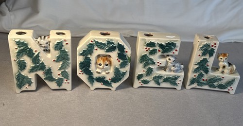 Vintage Lipper & Mann Ceramic NOEL Letters W/Cats Christmas 4.25 ...
