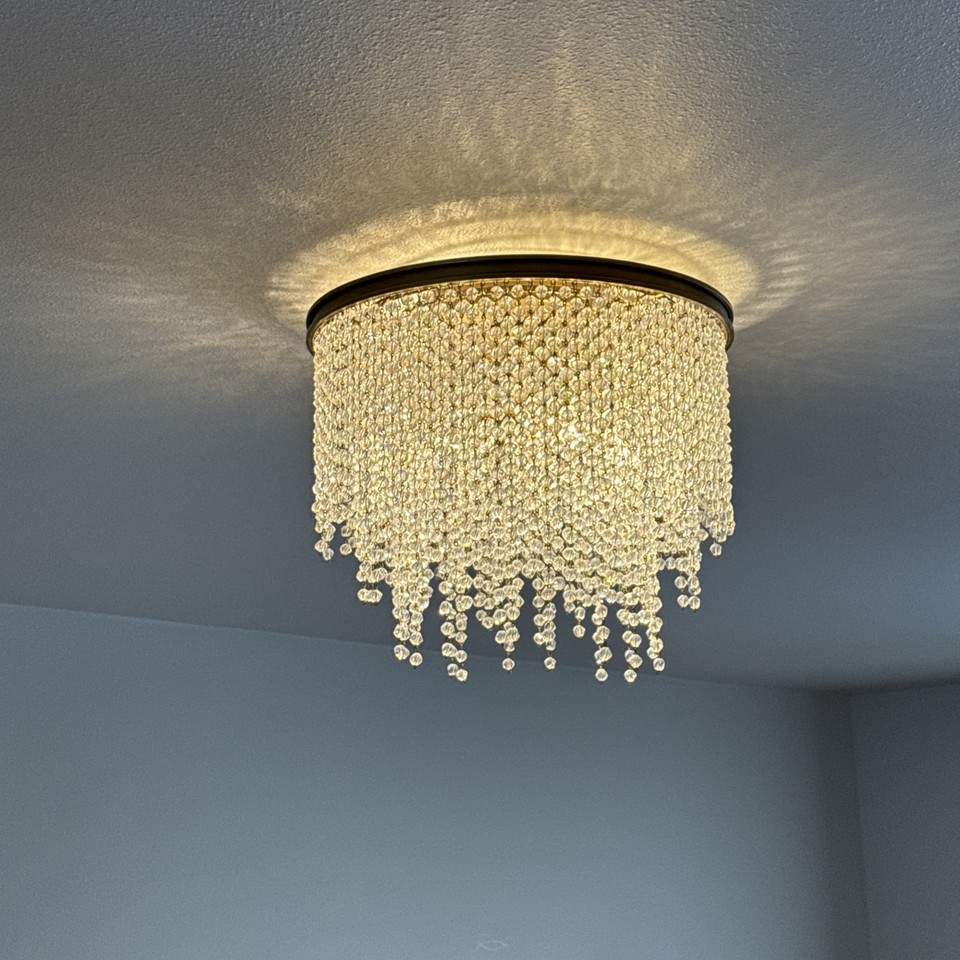 Restoration Hardware - Athena Smoke Crystal Flushmount | eBay