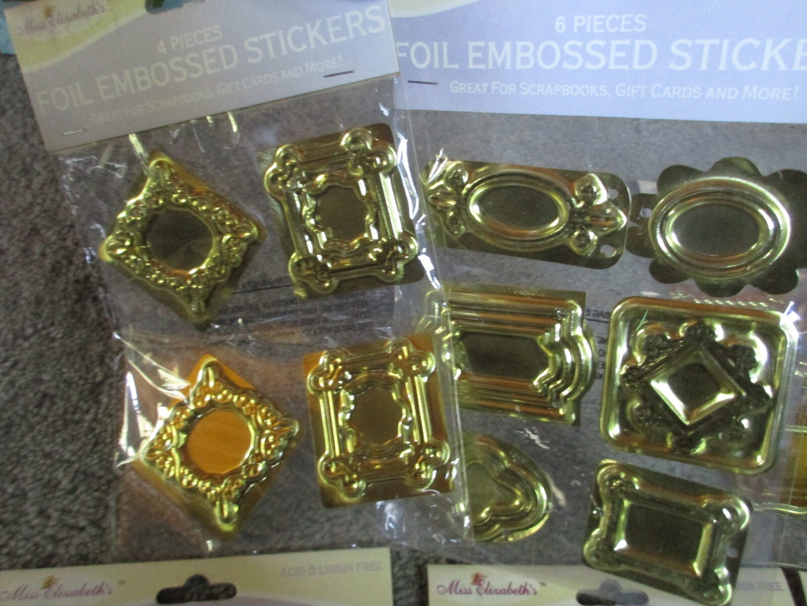 New! Lot of 6 Packages Foil Embossed Stickers Gold, Silver and Copper ...