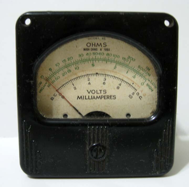 Beede ® Model 15 - Ohms Volts Milliamperes - Square Black Panel Meter ...