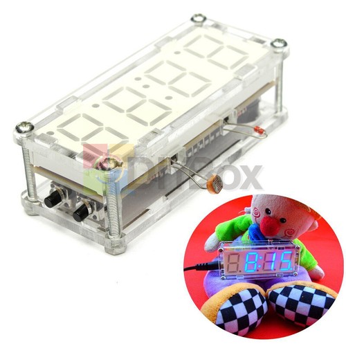 Blue LED Electronic Clock Microcontroller Digital Time Thermometer DIY ...