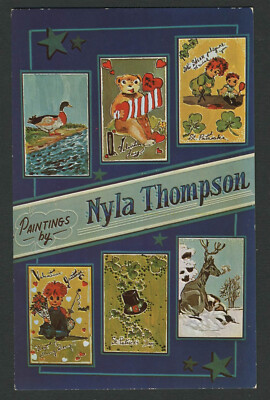 Austin TX: 1950s Postcard PAINTINGS MOUTH ARTIST NYLA THOMPSON Advert ...