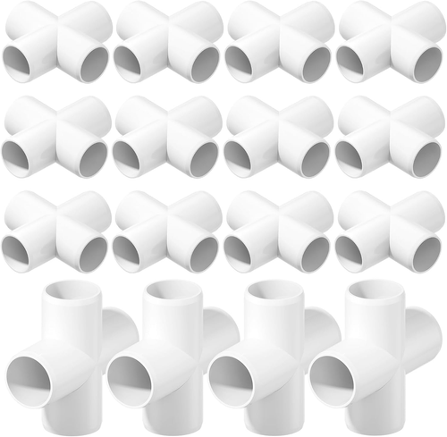 18PCS 4 Way Cross PVC Fittings, 3/4Inch Heavy Duty PVC Pipe Fitting PVC ...