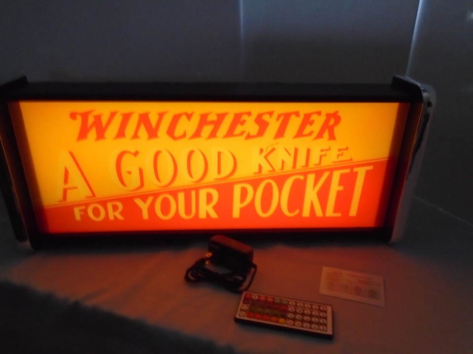 Winchester A good pocket Knife LED Display lighted sign lightbox Wall ...