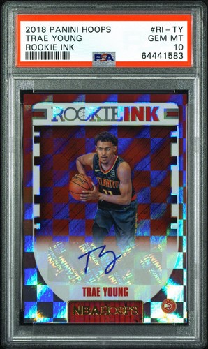 2018-19 Panini NBA Hoops Trae Young Rookie Ink RC Auto PSA 10 Gem Mint ...