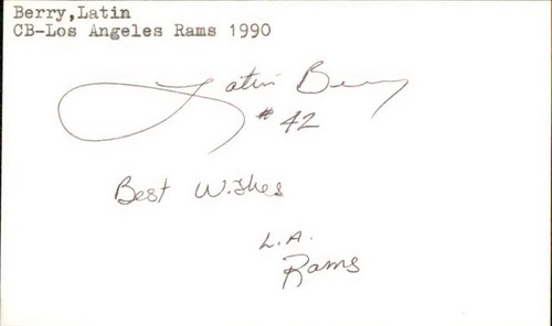 Latin Berry Signed 3x5 Index Card Cut Rams Browns Autograph Den | eBay