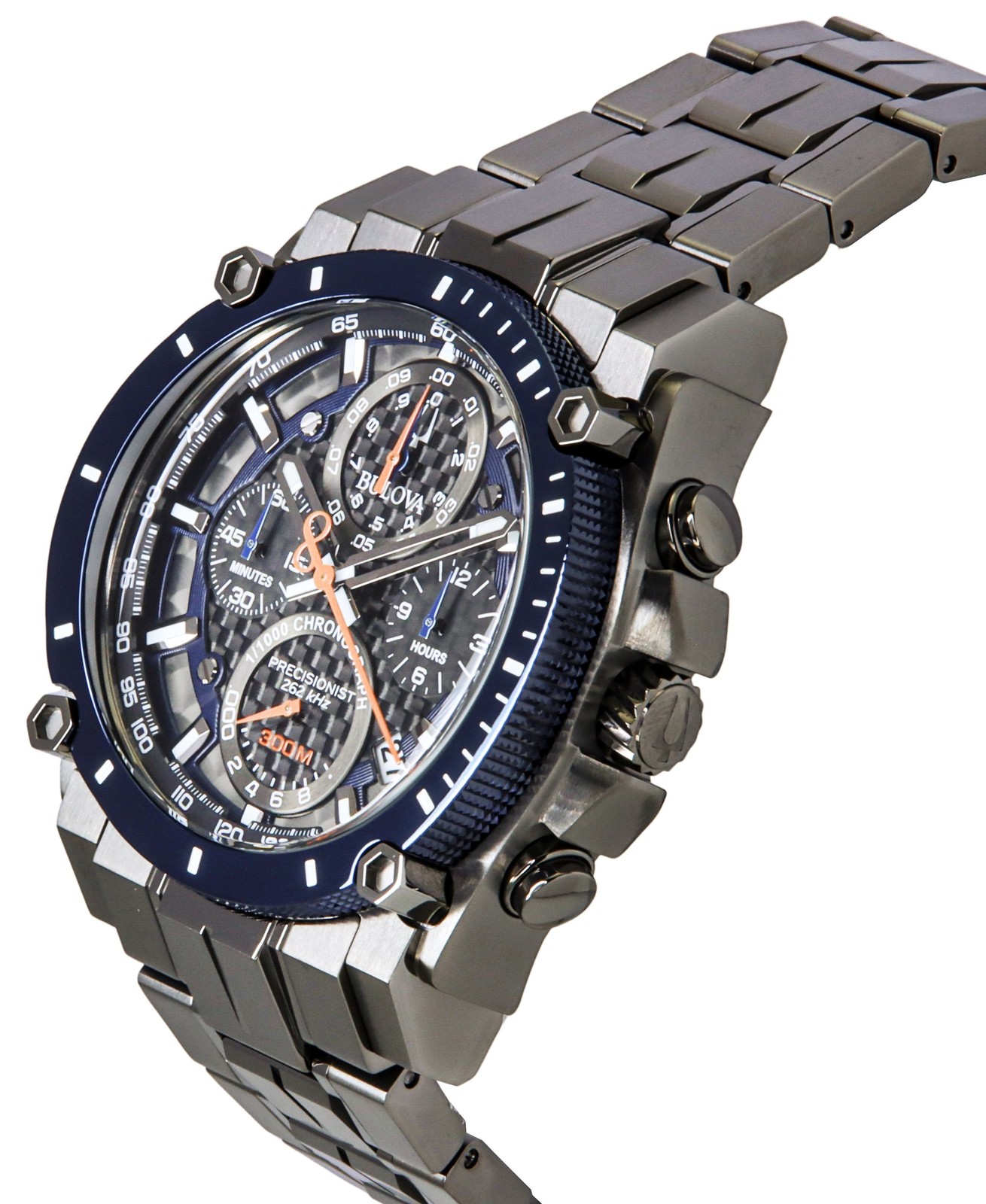 Bulova Precisionist 46.5mm Gray/Blue Stainless Steel Case with Gray ...