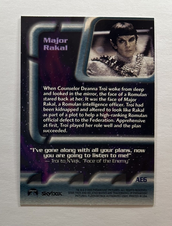 STAR TREK THE NEXT GENERATION SKYBOX PROFILES ALTER EGO AE6 MAJOR RAKAL ...