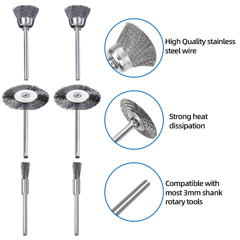 45Pcs Wire Brush Set For Dremel Rotary Tool Accessories Wire Brushes ...
