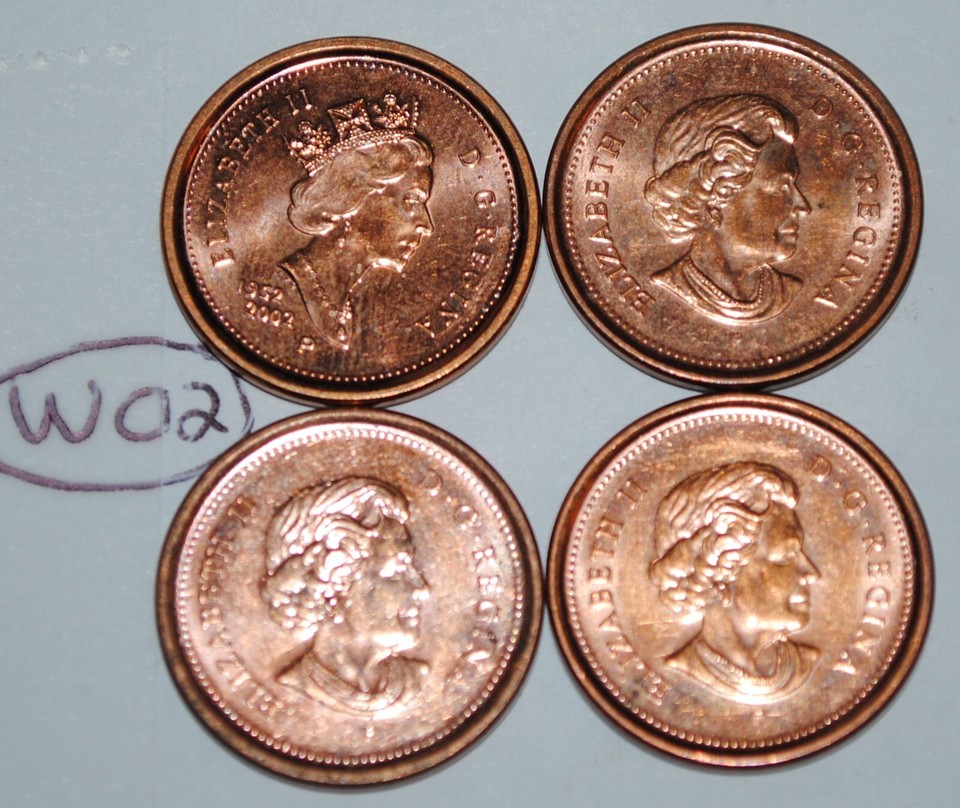 Canada 2002P 2003P 2004P 2005P 1 Cent Canadian Magnetic Pennies Coins ...