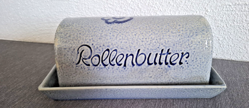 Alte Butterdose, Rollenbutter, Blau, Steinzeug | eBay.de