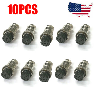 10 PCS 6 Pin Ham & CB Radio MIC Microphone Connector Female Plug Solder ...