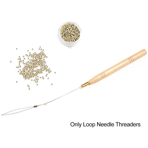 8pcs Bead Feather Lightweight Wood Handle Loop Needle Threader Hair ...