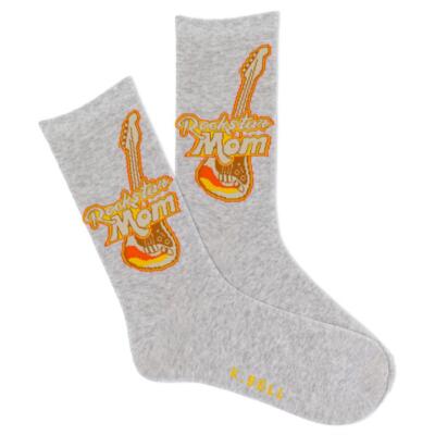 Rockstar Mom Women's Crew Socks Size 9-11 Grey Heather K Bell Mom ...