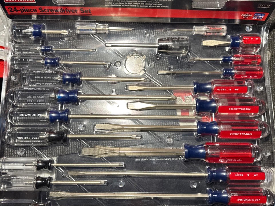 Sears Craftsman USA Nos Huge 24pc Screwdriver Set 47155 Rare Flat ...