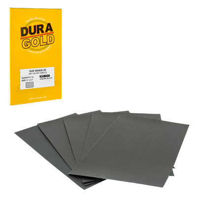 DURA-GOLD 5.5" x 9" Wet Dry Sandpaper, P600 Grit, 25 Sheets, Single ...