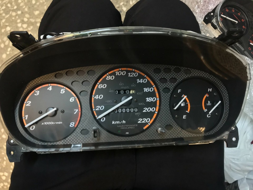 Straight Line 96 00 Civic Cluster Carbon Fiber bezel Ek Ek9 SiR Si Em1 ...