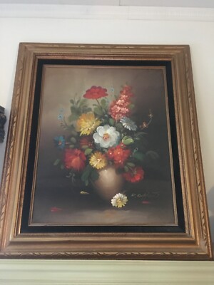 70’s Vintage Flower Original Oil Painting K. Ruppert | eBay