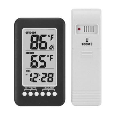 Outdoor Indoor Wireless Humidity Meter LCD Thermometer Hygrometer Clock ...
