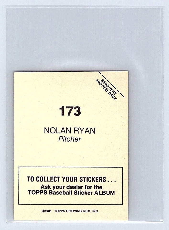 1981 Topps Stickers - #173 Nolan Ryan | eBay