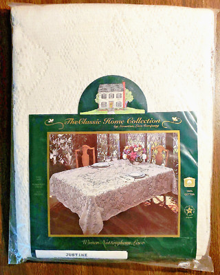 Vintage Scranton Lace Co., Nottingham Lace Justine Tablecloth Rectangle ...