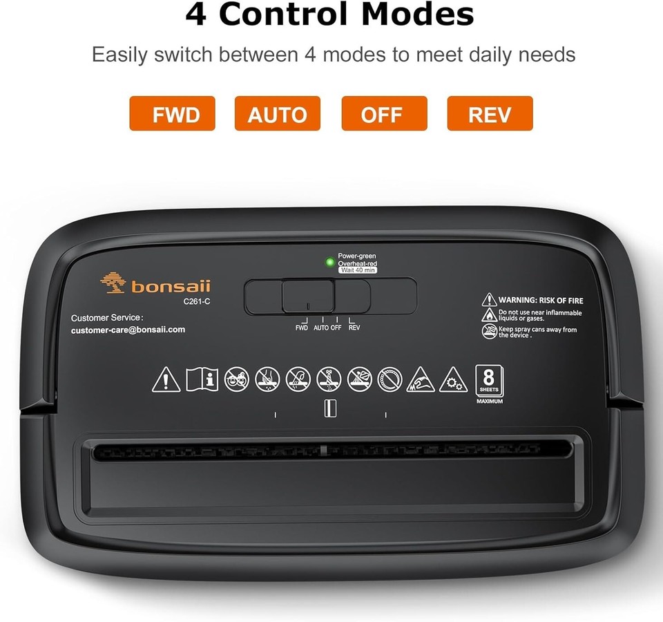 Bonsaii 8-Sheet Cross-Cut Paper Shredder for Home Office 16L Bin (C261-C NEW) | eBay UK