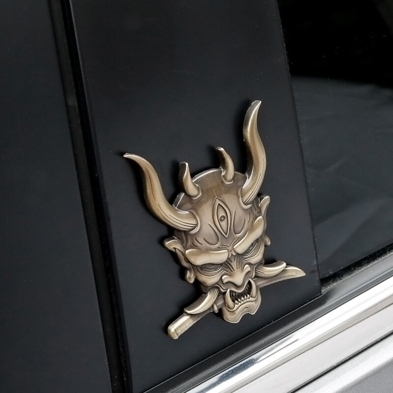 3D Bronze Japan Hannya Samurai Ghost Warrior JDM Car Body Rear Emblem ...