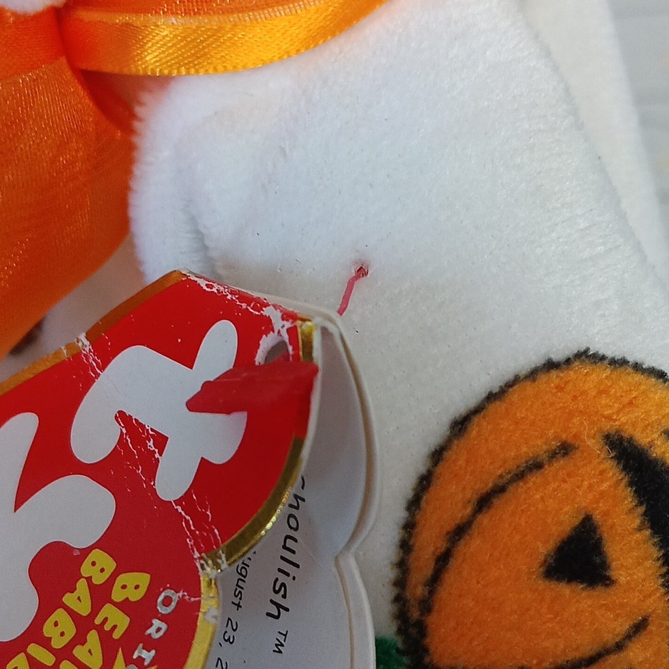 TY Ghoulish Halloween Beanie Ghost 2006 Jack Lantern Stuffed Holiday ...