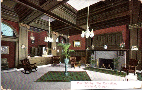 1910, Main Lobby, The Cornelius, PORTLAND, Oregon Postcard | eBay