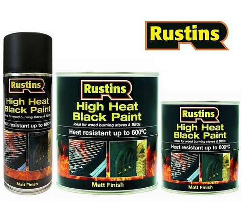 Rustins High Heat Resistant Paint Matt Black BBQ Stoves Fireplaces ...